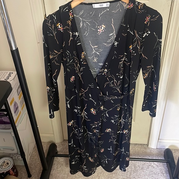 Dresses | Mng Basics Black Flora Dress | Poshmark